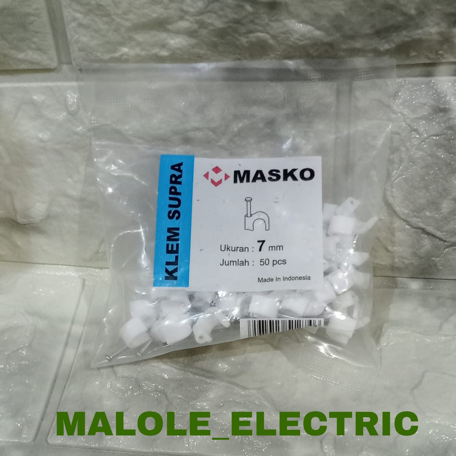 Masko Klem Kabel 8 mm dan 7 mm Paku Beton Asli / Klem kabel Masko supra ...