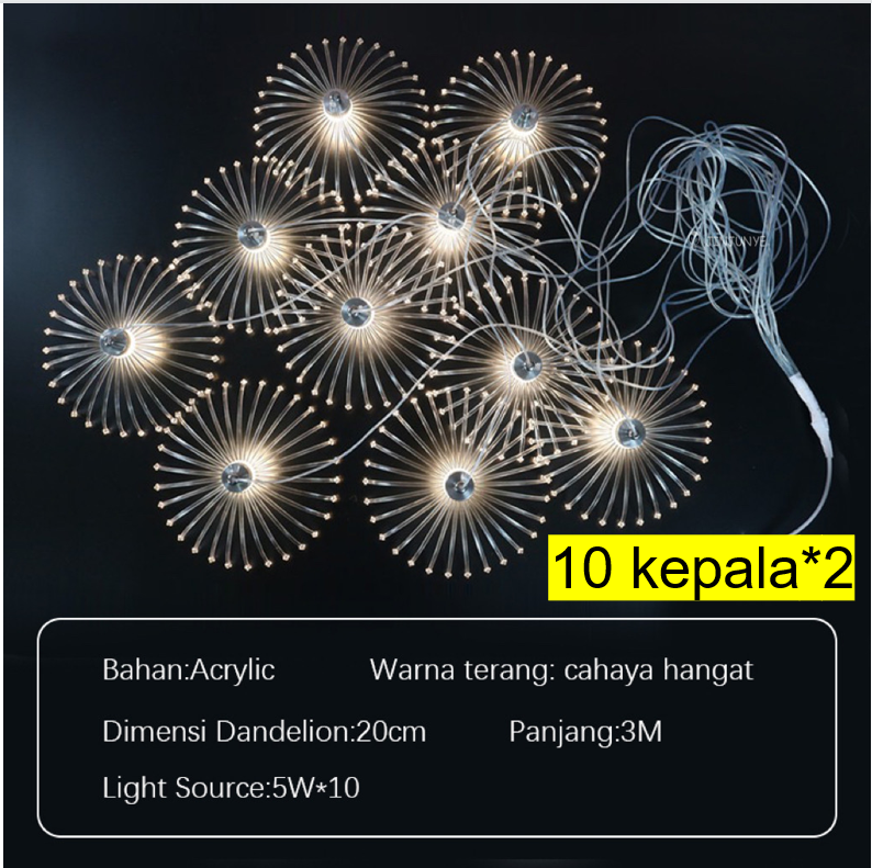 Lampu Dandelion Akrilik 1 Set Isi 10 Led Lampu Pernikahan / Dekorasi ...