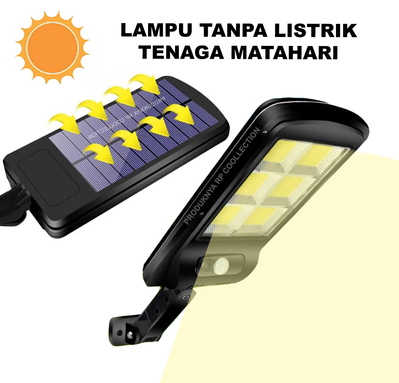 Lampu LED Tanpa Listrik pakai Tenaga Matahari Tahan Air Cas Panel Surya ...