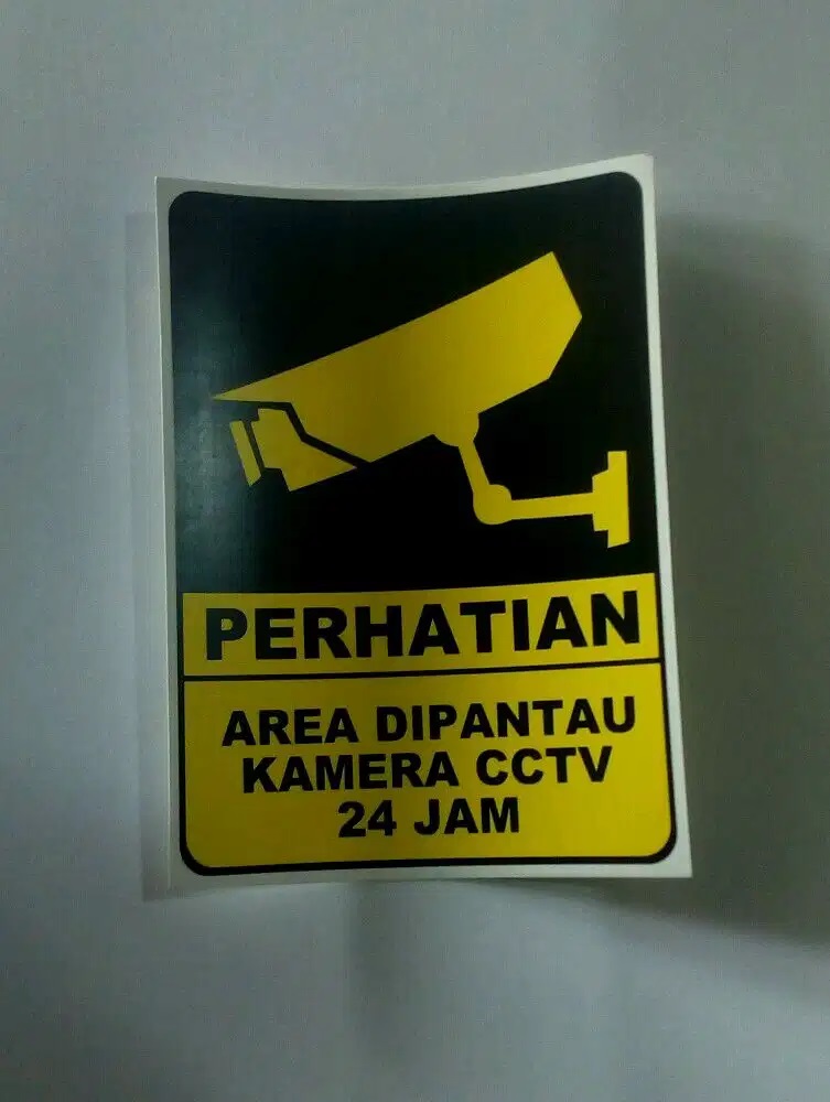 STIKER PERINGATAN CCTV LARANGAN KAMERA PERHATIAN ATTENTION 15 cm x 20 ...