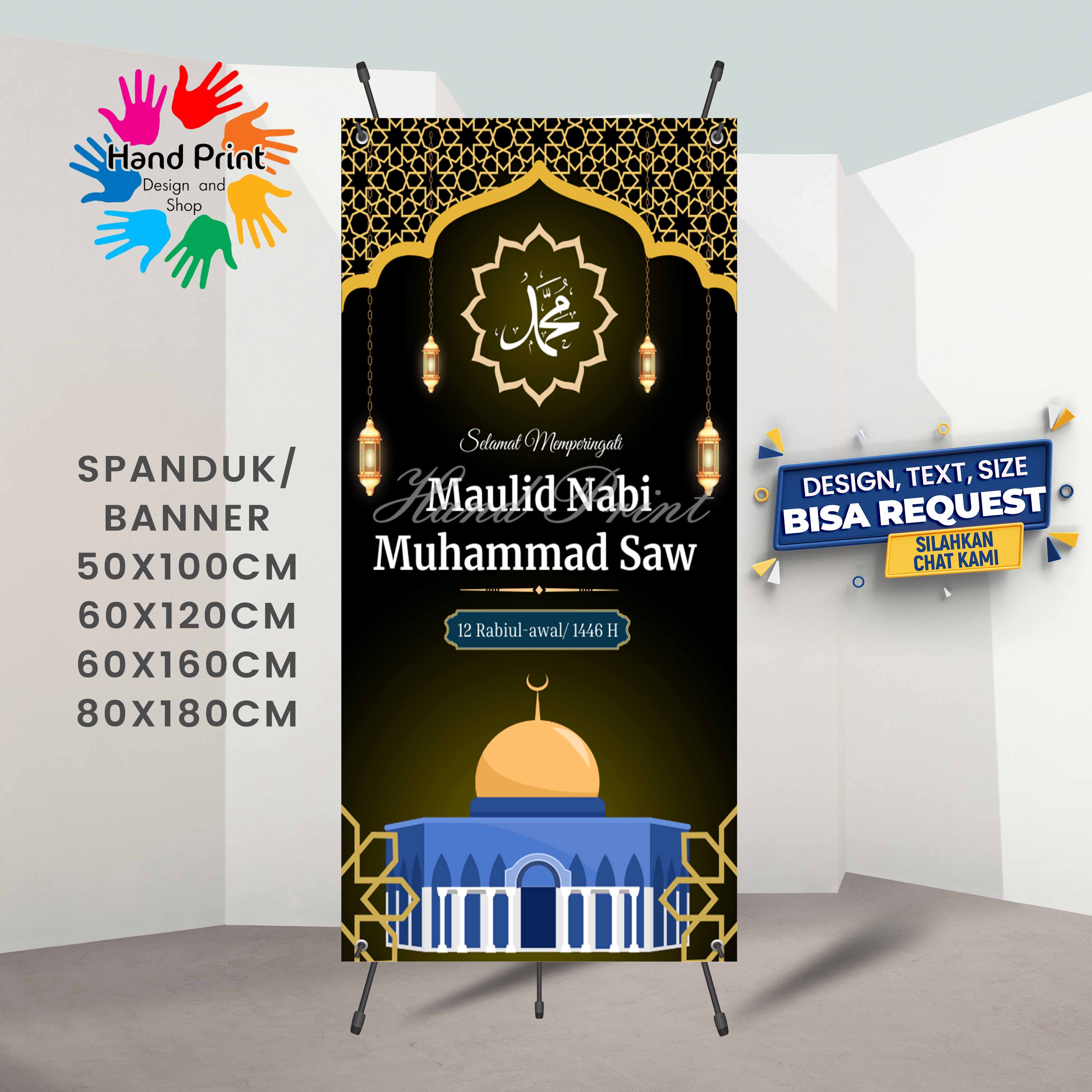 Cetak Spanduk Banner Maulid`Nabi Kuning Hijaur MMT Spanduk Custom ...