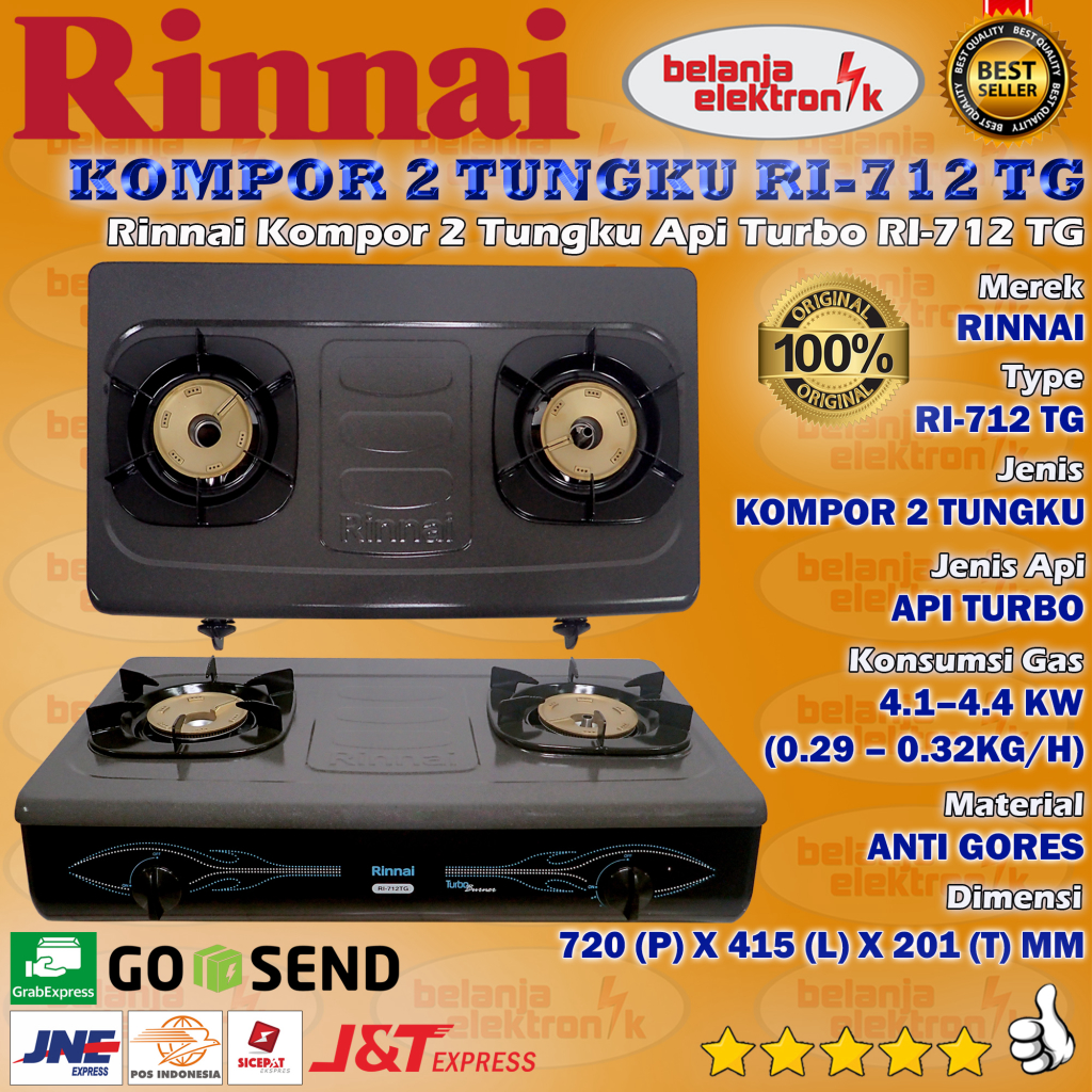 RINNAI KOMPOR GAS 2 TUNGKU RI-712 TG | Lazada Indonesia