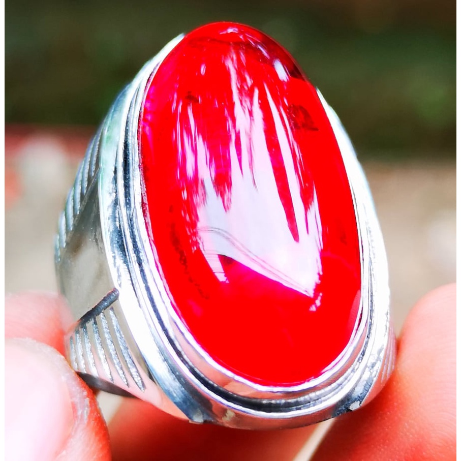 Batu Akik Merah Siem Model Pandan Kristal Big Size | Lazada Indonesia