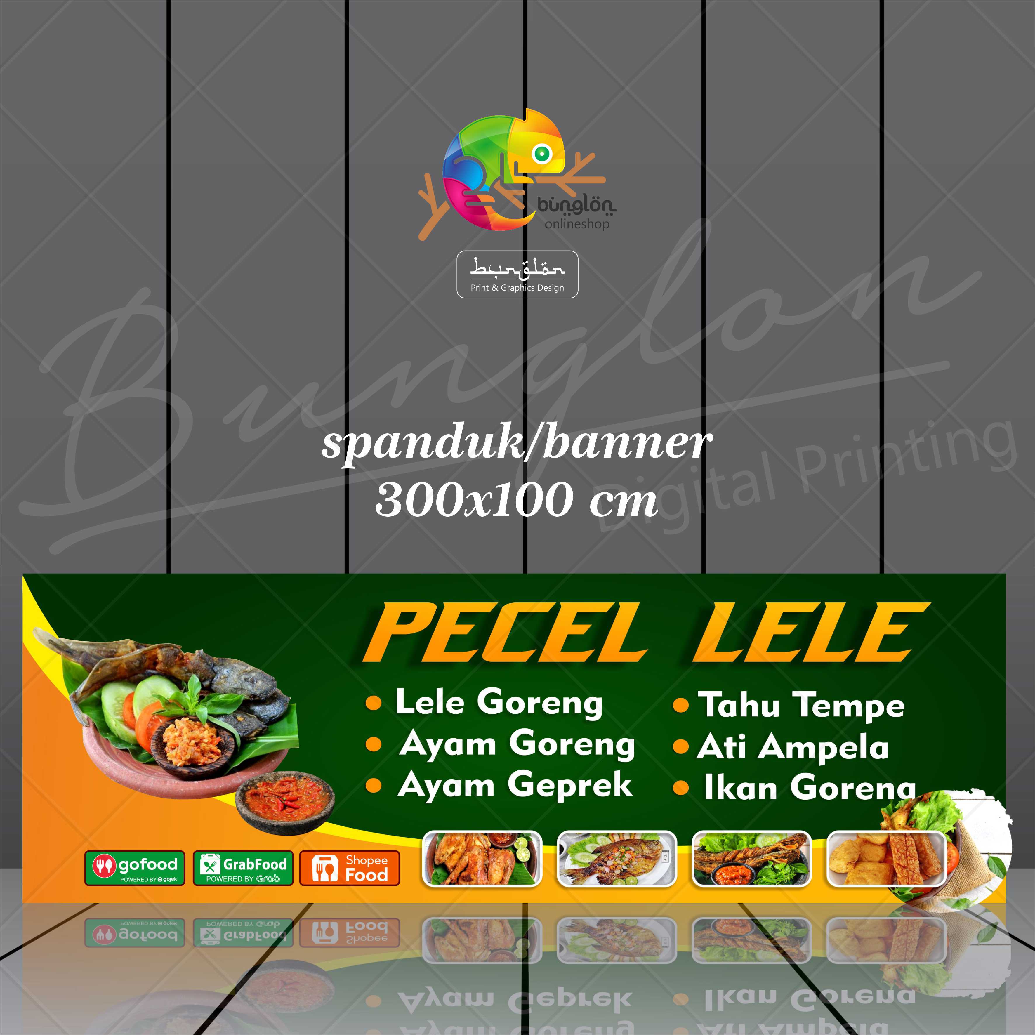 Size 300x100 Cm Spanduk Banner Pecel Lele Custom Desain, Model B ...