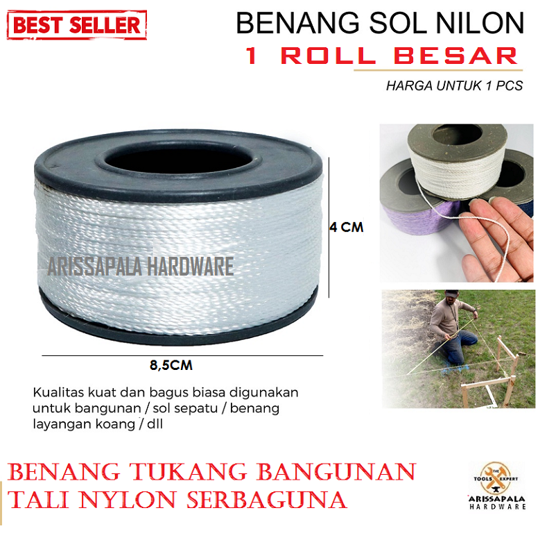 Benang Nylon Tukang Bangunan 1 Roll Besar Benang Sol Layangan Tali ...