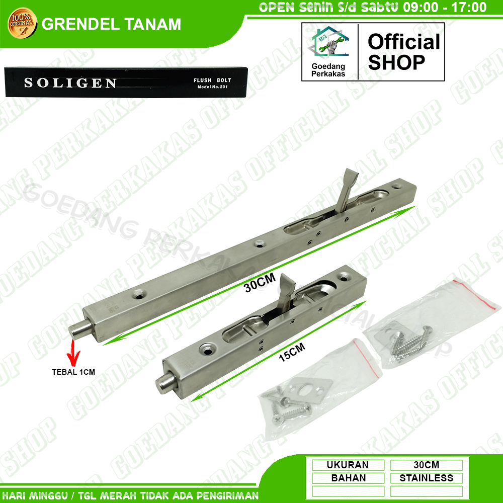 Grendel Tanam Stainless Steel 12 Inch Slot Pintu Tanam Soligen | Lazada ...
