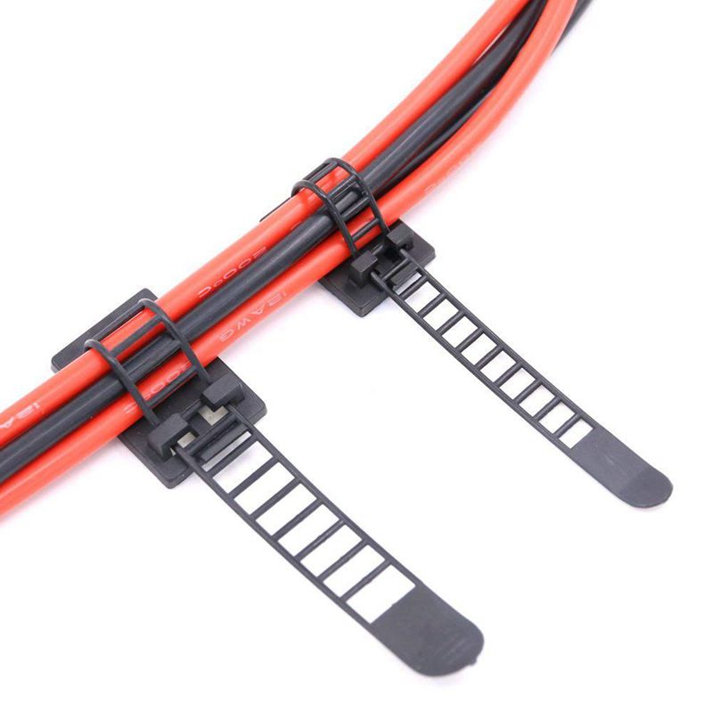 50Pcs 2 Sizes Adjustable Self-Adhesive Nylon Cable Straps Cable Ties ...