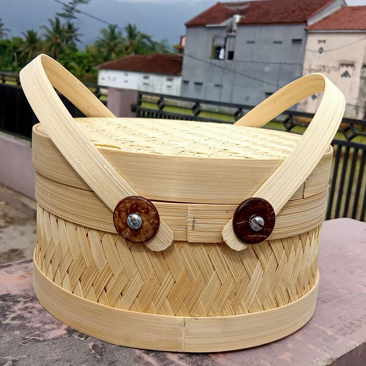 RANTANG BAMBU BULAT PREMIUM DOUBLE HANDLE D.20CM | Lazada Indonesia