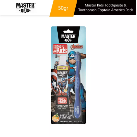 Master Kids Toothpaste & Toothbrush Captain America Tube Pack 50gr Rasa ...