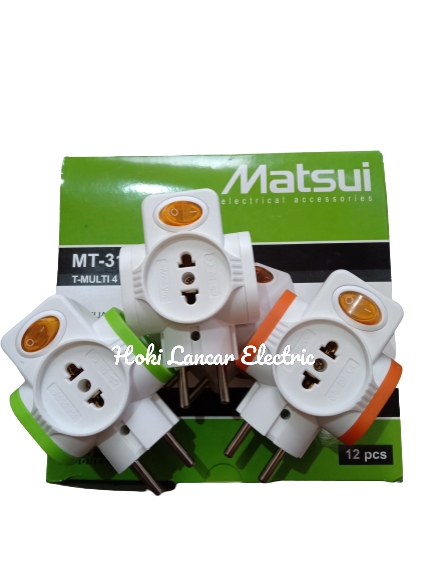 [Matsui] Colokan T Arde Cabang Empat Switch On Off / Stop Kontak cabang ...