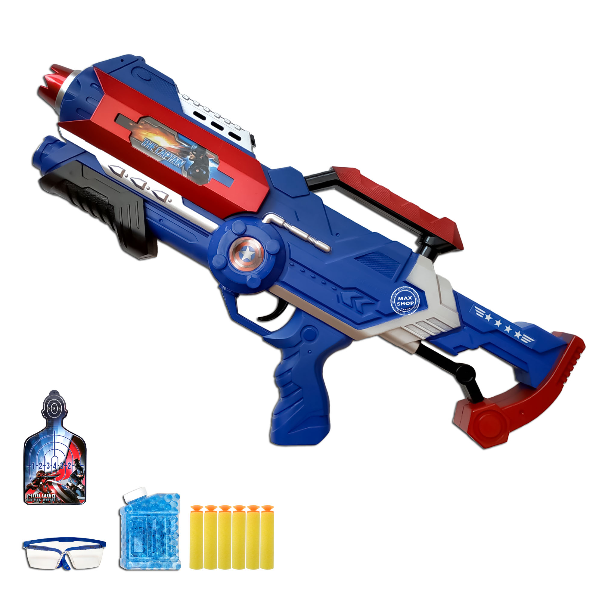 Mainan Pistol Super Hero Tembakan Pelindung Kacamata 2in1 Water Bullets ...