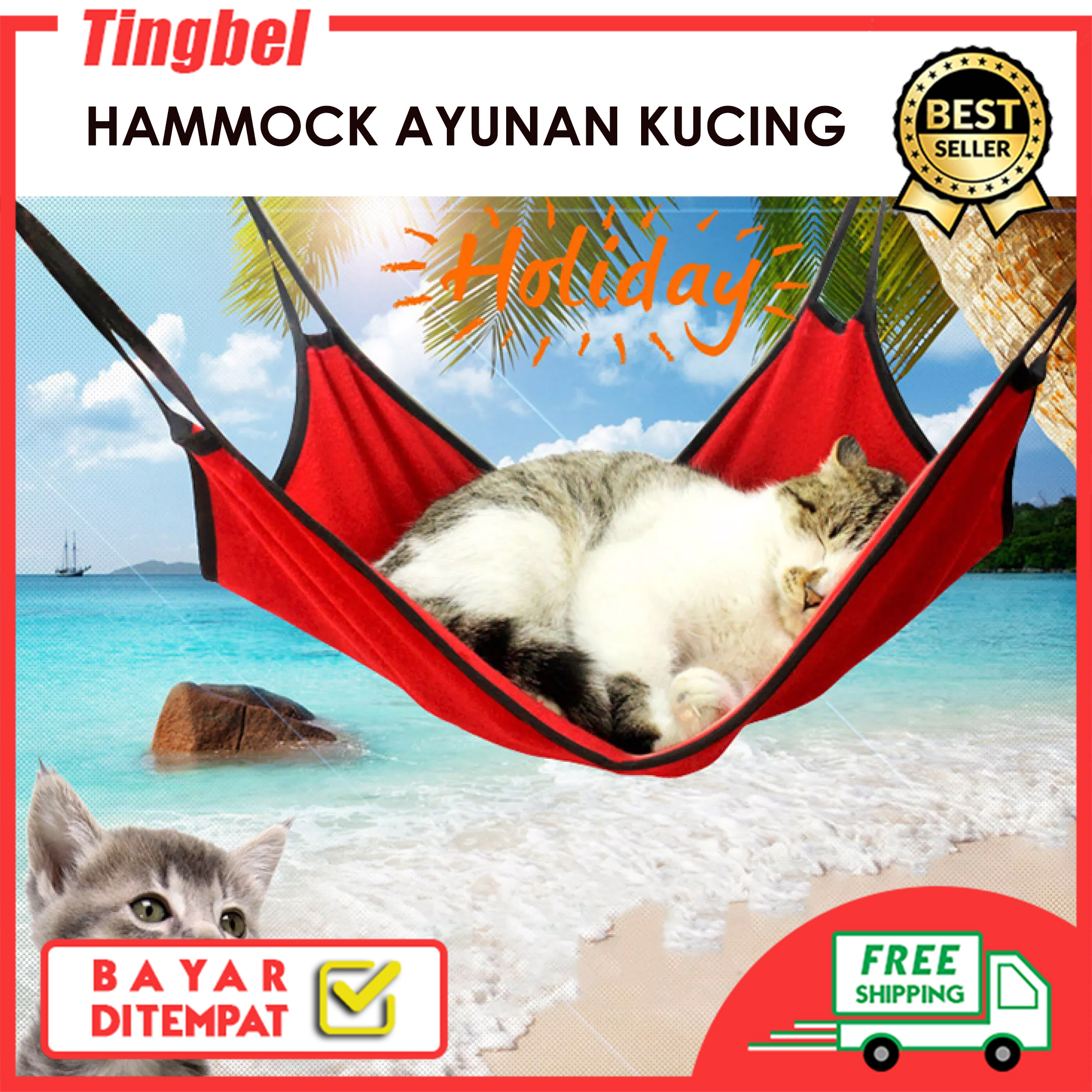 Hammock Ayunan Kucing 50 cm x 40 cm / Tempat Tidur Gantung Kucing ...