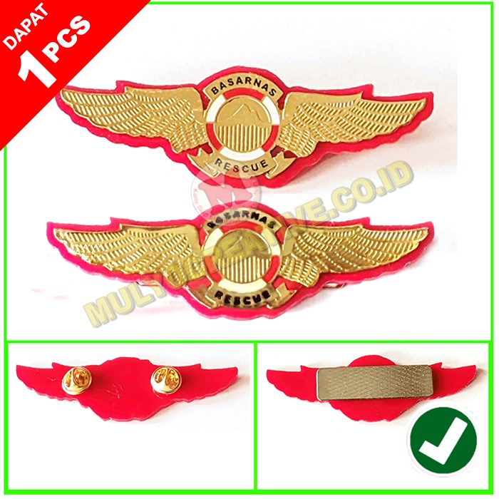 Brevet Wing Basarnas - Wing Korps Basarnas Logam Kuningan Bludru /1pcs ...