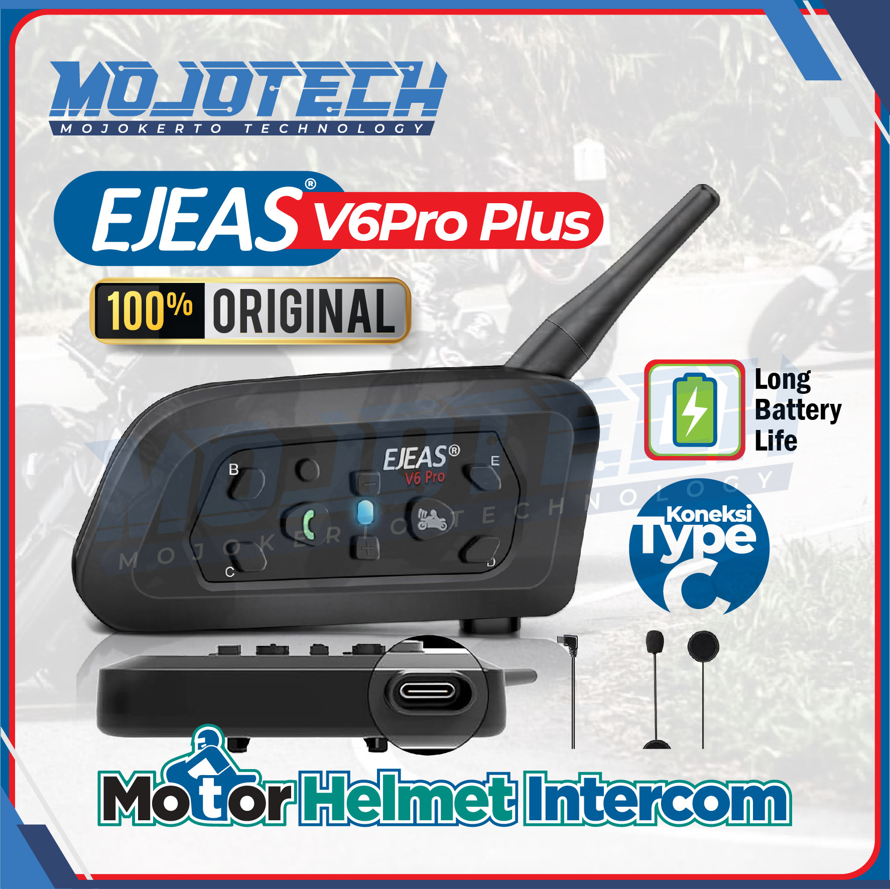 Interkom EJEAS V6 PRO PLUS Bluetooth Helm Intercom FULLSET GARANSI ...