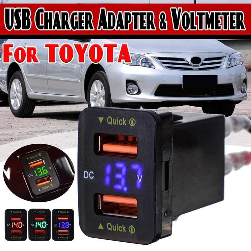36W Car Fast Charger QC3.0 Adapter Dual USB Adapter Digital Display ...