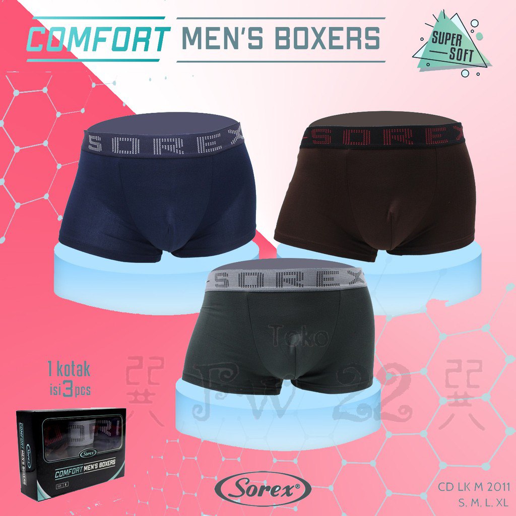 Atjin- Isi 3 pcs Sorex Men Celana Dalam Boxer Sorex Pria Super Elastis ...