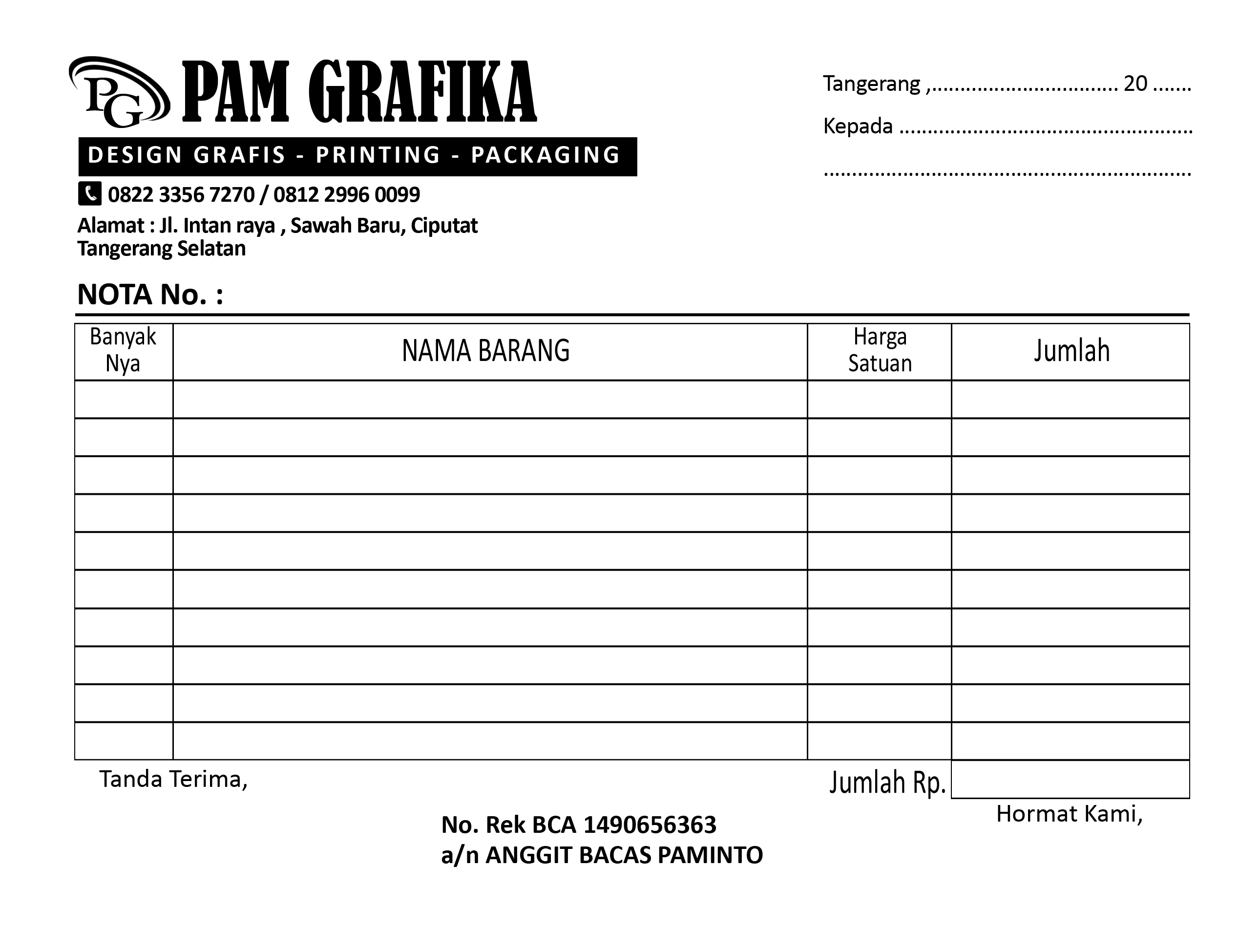 NOTA CUSTOM 2 RANGKAP 1/2 FOLIO | NOTA CUSTOM BESAR | NOTA CUSTOM ...