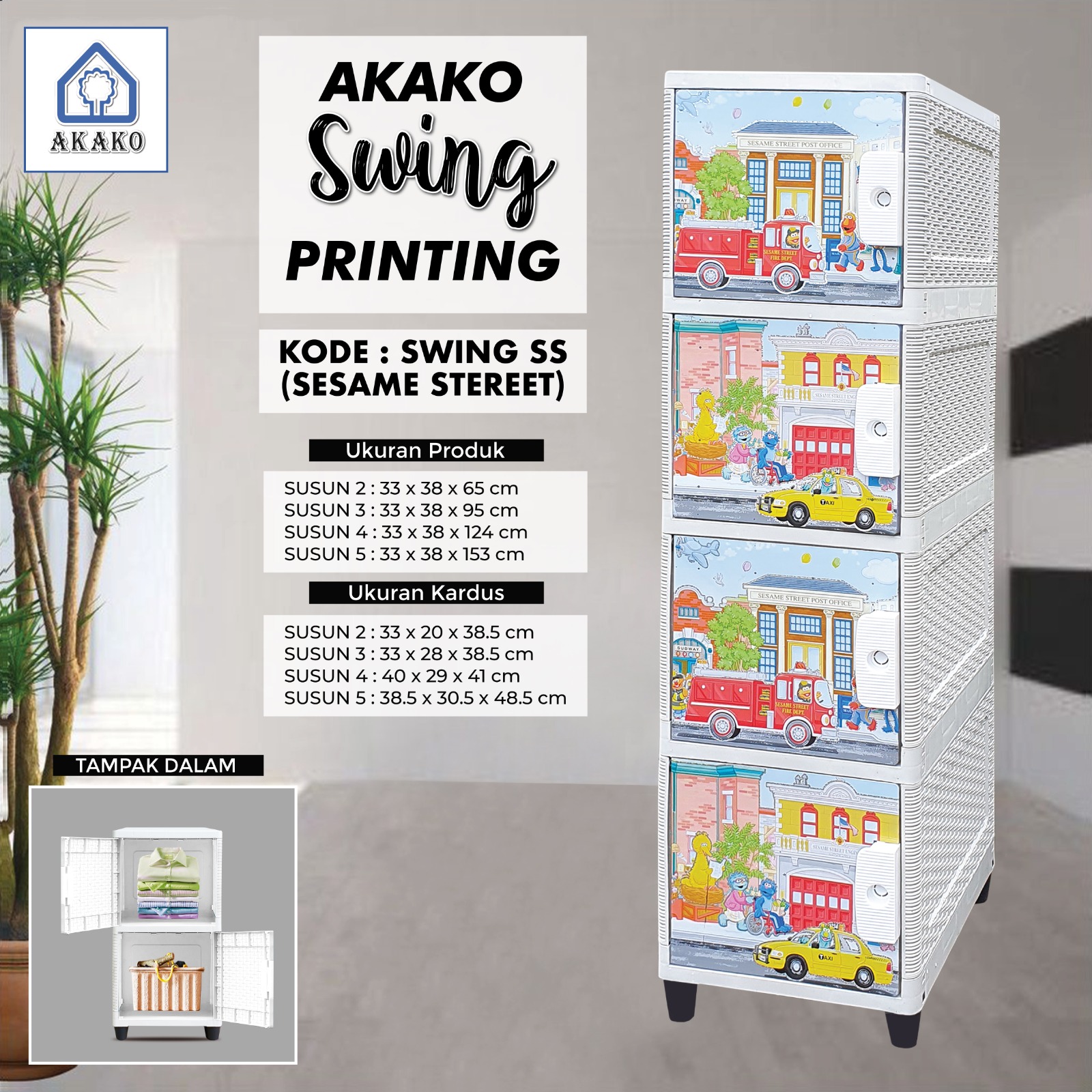 Akako Lemari Plastik Laci Kecil Serbaguna Rotan Roll Up Mini Rak Buku ...