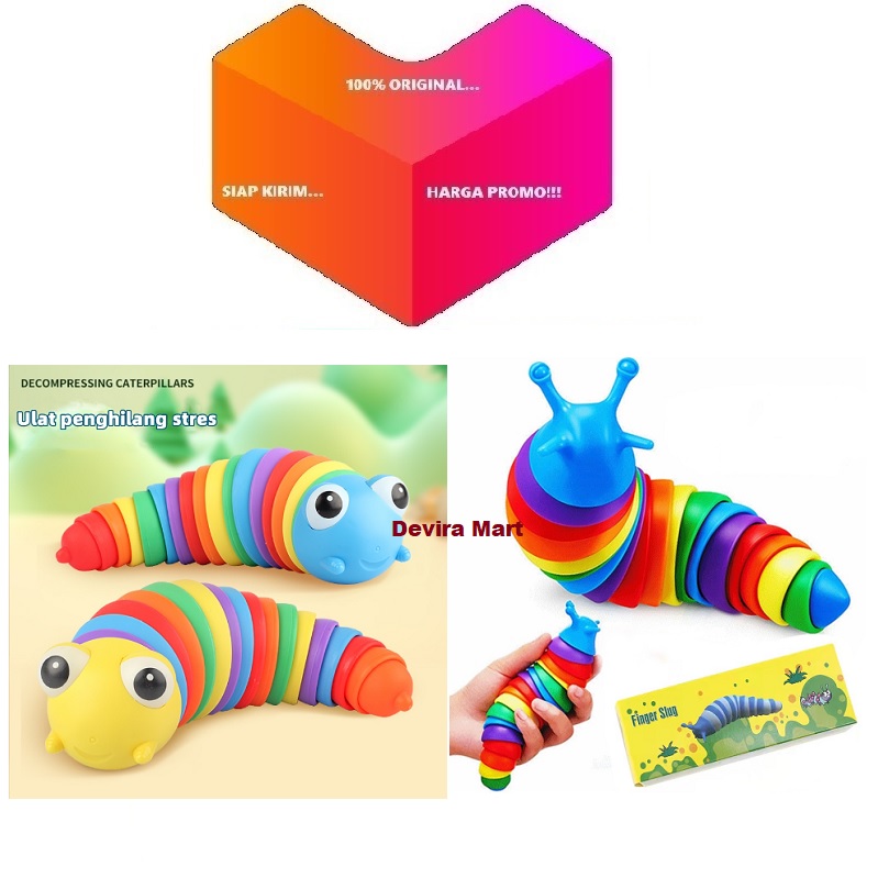 Mainan Fidget Ulat Siput Light Berjalan Jalan Slug Toys Anak Refleksi ...