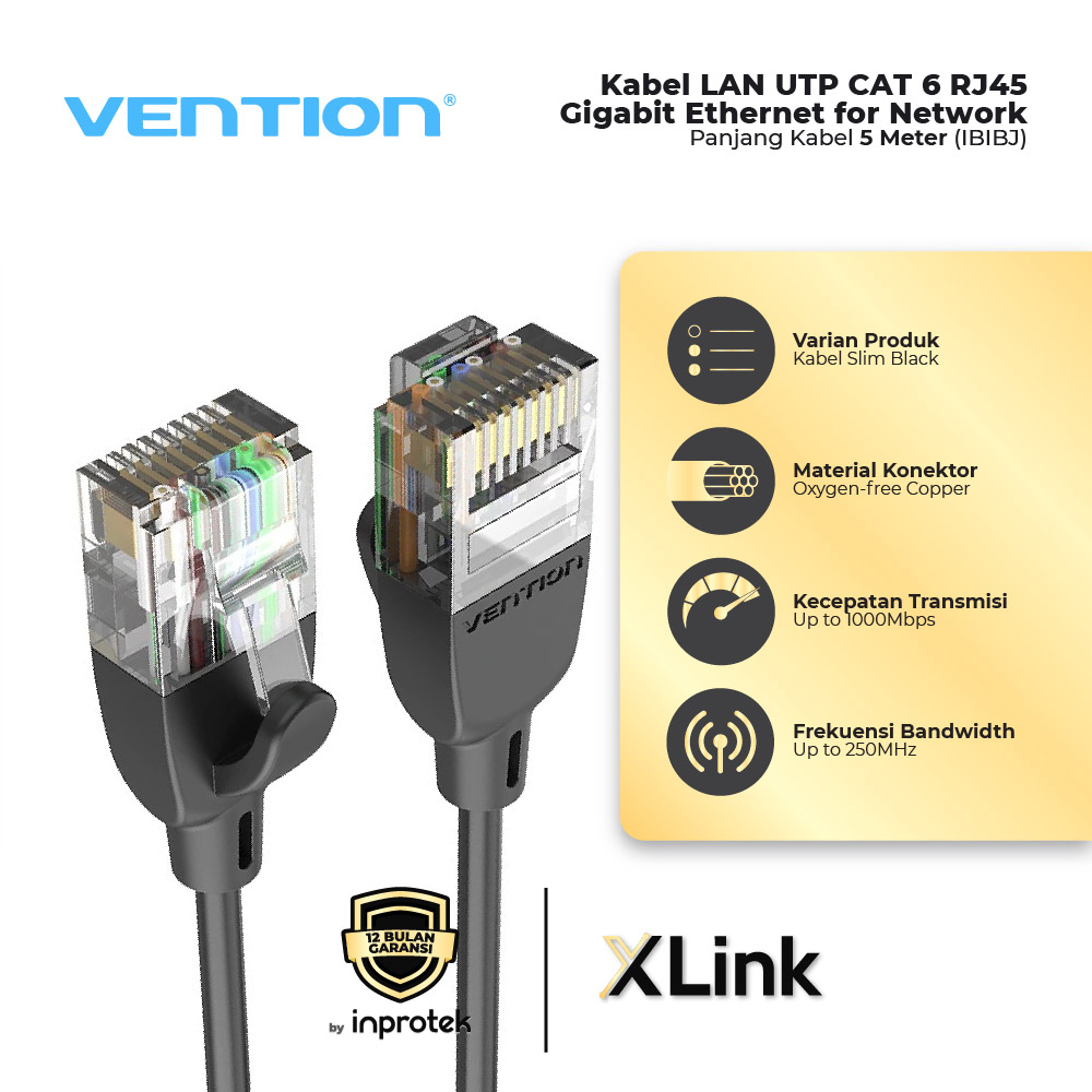 Vention 5M Kabel LAN RJ45 Cat.6 UTP Ethernet Gigabit | Lazada Indonesia