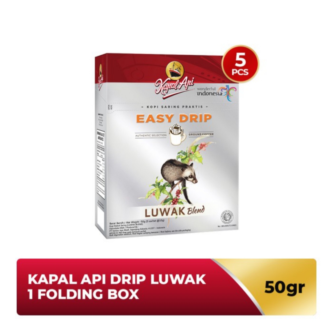 Kapal Api Luwak Blend Easy Drip Coffee Box (Isi 5 sachet x 10 Gram ...