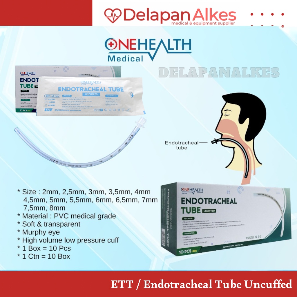 OneHealth Endotracheal Tube Uncuffed / ETT Uncuff Selang Pernapasan ...