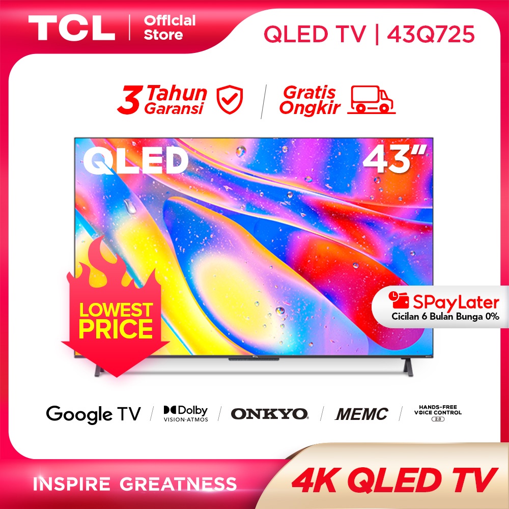 TCL 43 inch QLED Google TV 4K UHD HDR 10-Dolby Atmos/Vision-MEMC-HFVC 2 ...