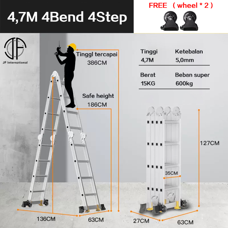 Tangga Lipat Multifungsi Tebal Paduan Aluminium Tangga Ringan Proyek ...