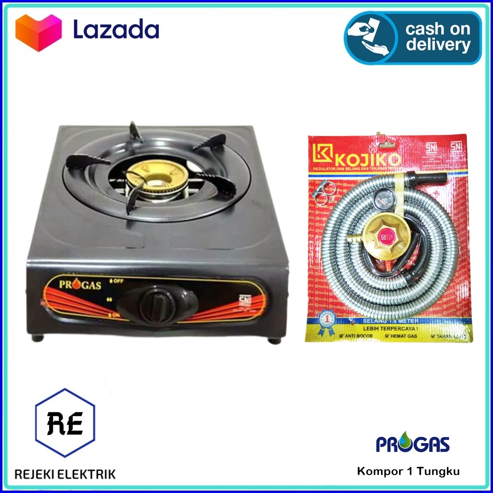 Progas Kompor Gas 1 Tungku - Warna Hitam SNI / Kompor Dengan Selang ...