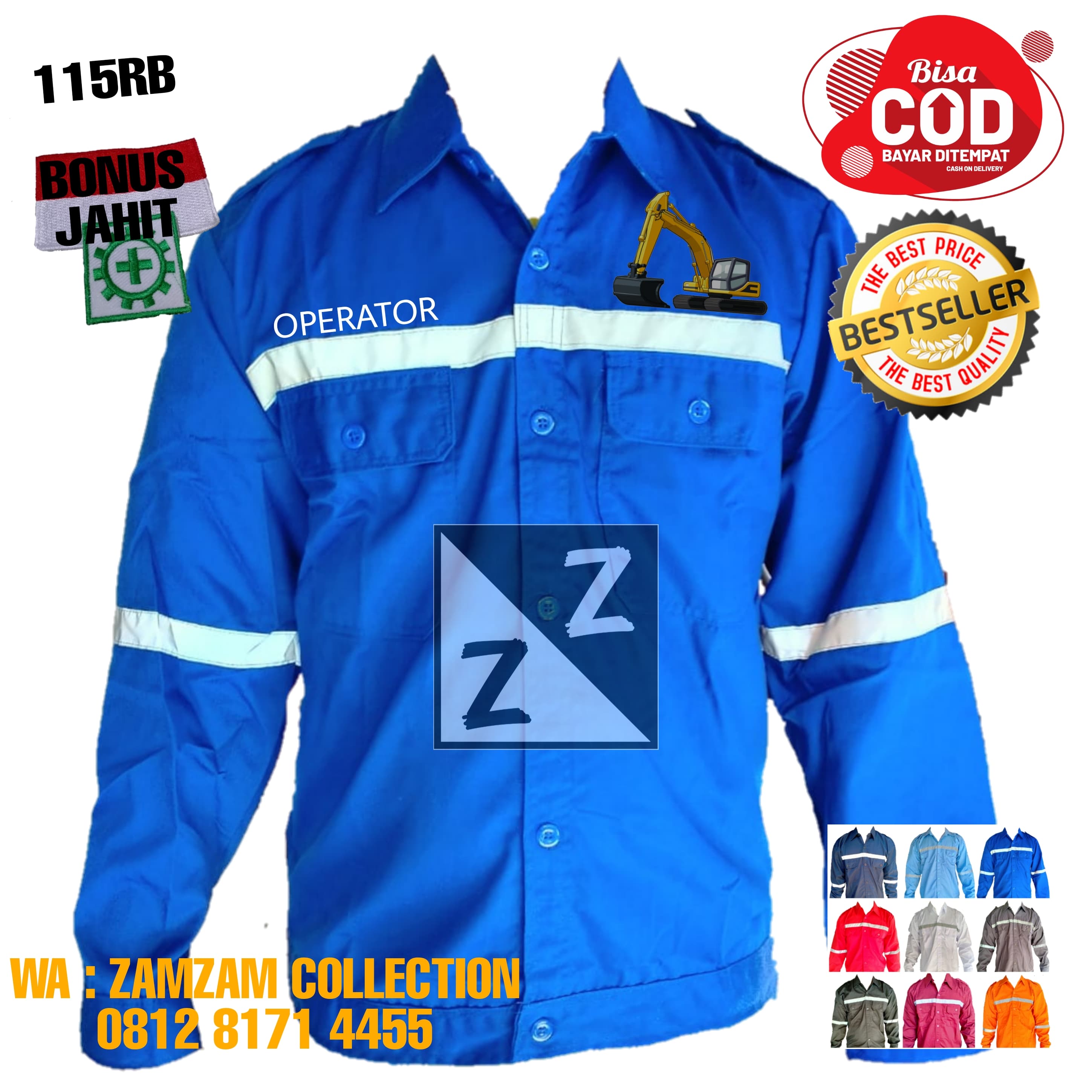Baju Safety Katelpak Werpak Kemeja Seragam Safety Kerja Tehnik Lapangan Baju Safety Lengan 