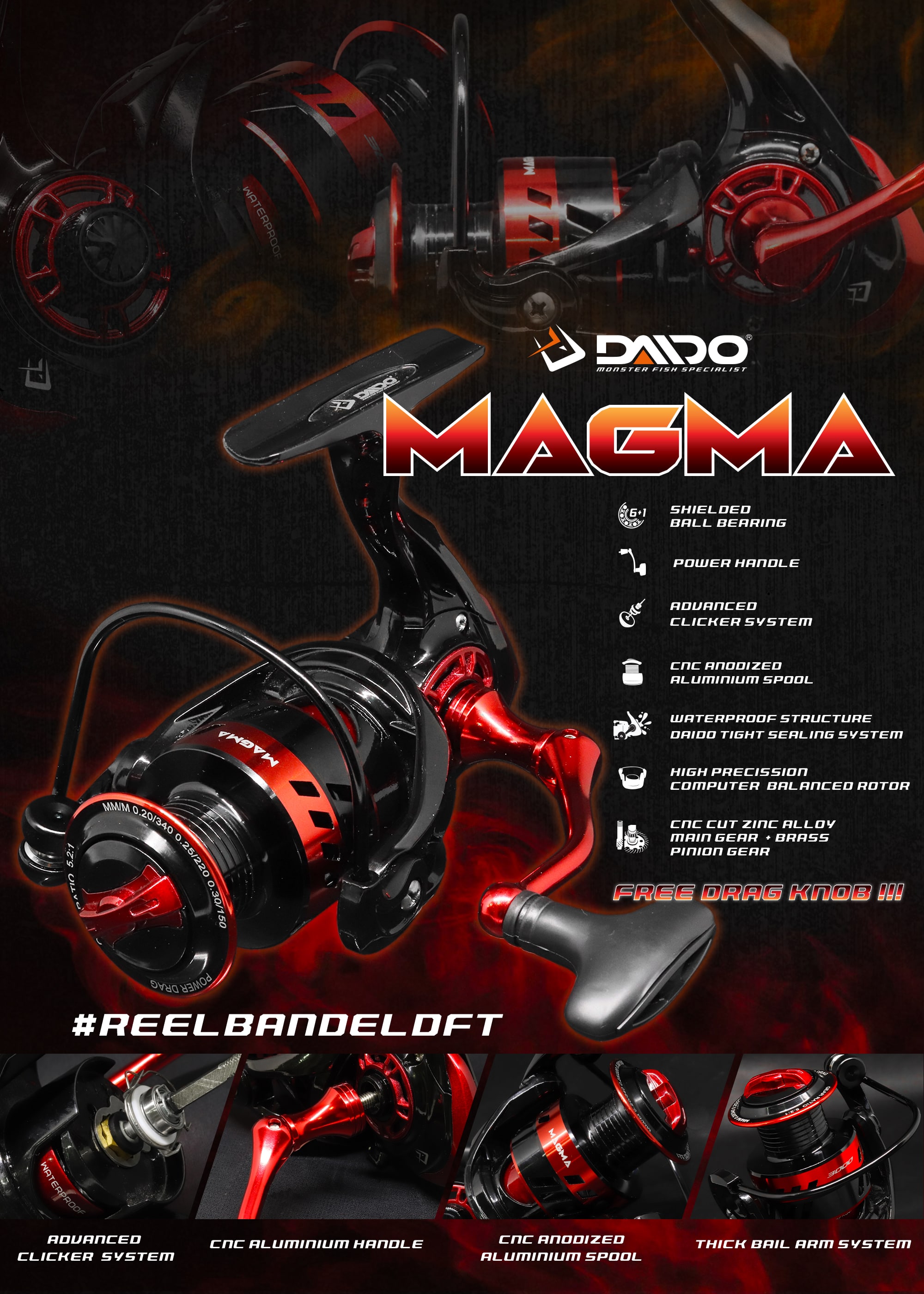 SALE 12.12 REEL DAIDO MAGMA 7 BEARING ALUMUNIUM SPOOL DAN HANDLE ...