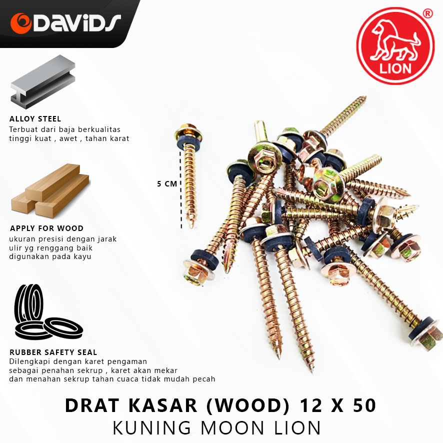 Baut Baja Ringan Sekrup Drat Kasar Roofing Kayu Atap 12 X 50 5 cm ...