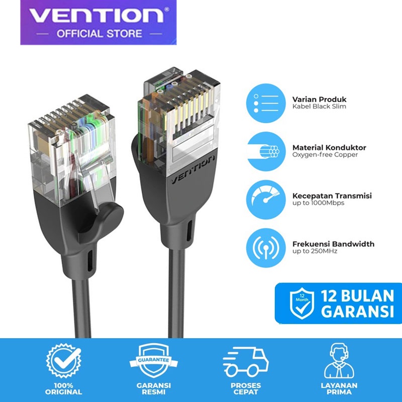 Vention IBI Kabel LAN Ethernet RJ45 Cat6A UTP Slim Portable | Lazada ...