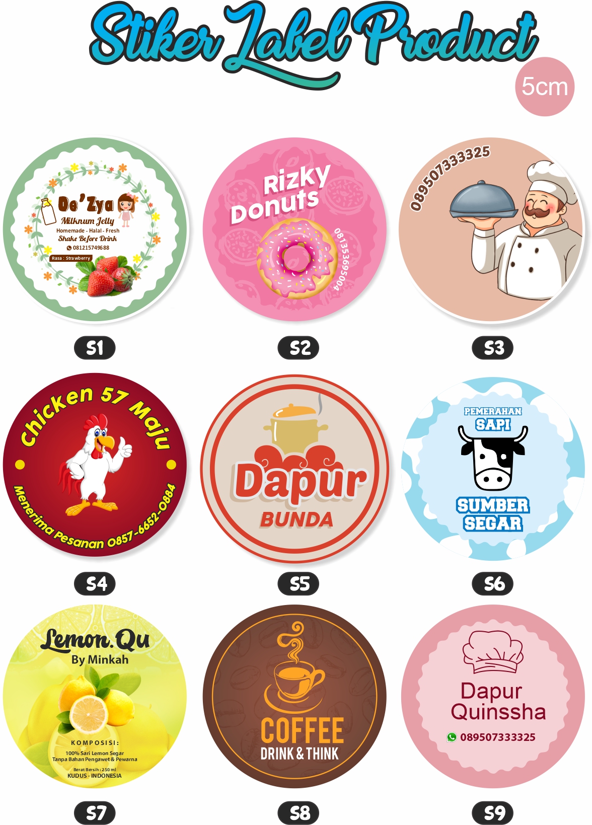 CETAK STIKER CROMO / LABEL BULAT LABEL NAMA LABEL MAKANAN TOPLES ...