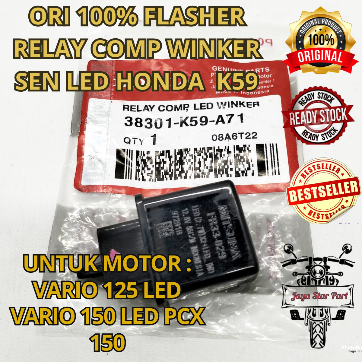 ORI 100% FLASHER RELAY COMP WINKER SEN LED HONDA AHM K59 KUALITAS ASLI ...