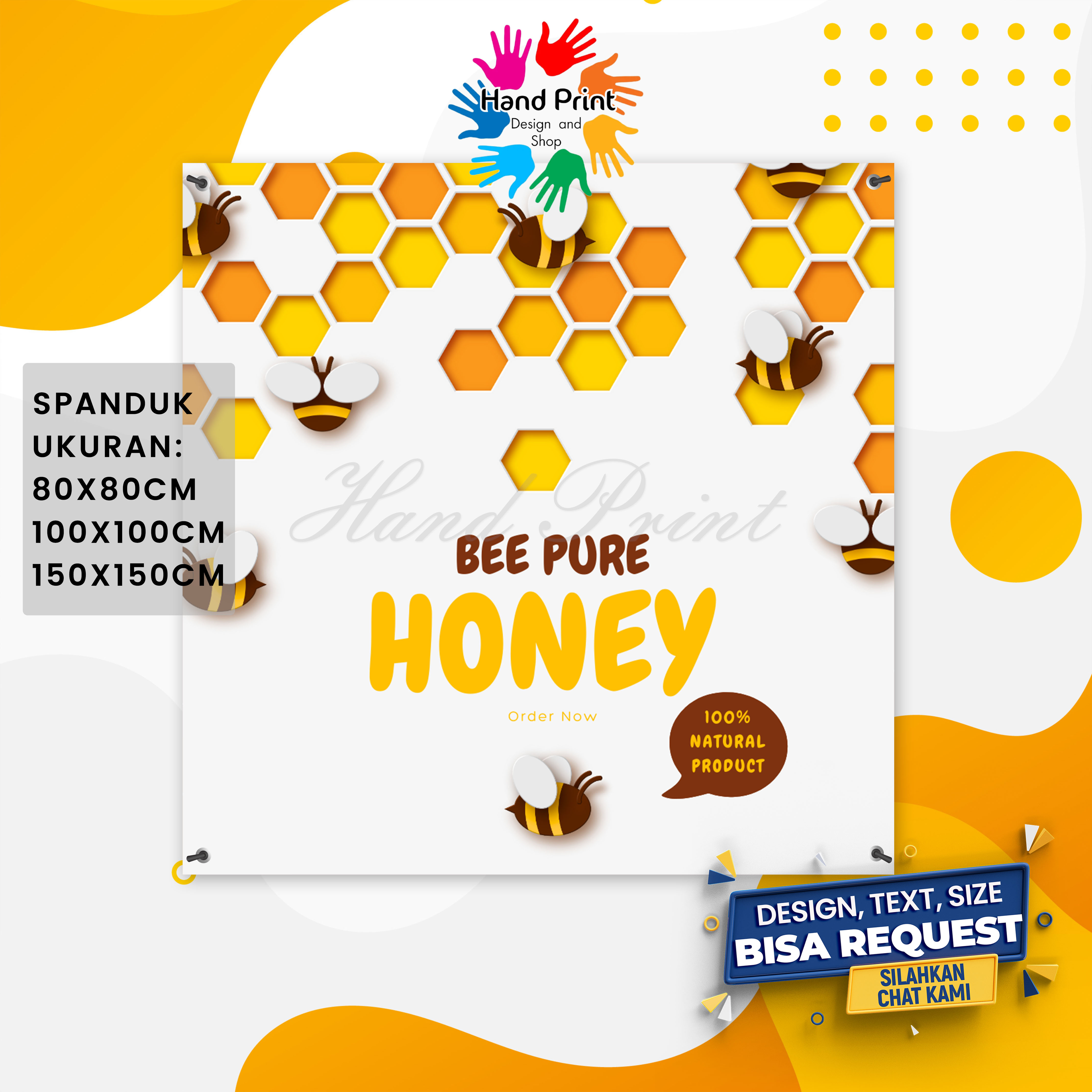 Cetak Spanduk Banner Jualan Madu Alami Hutan Natural Honey Bee MMT ...