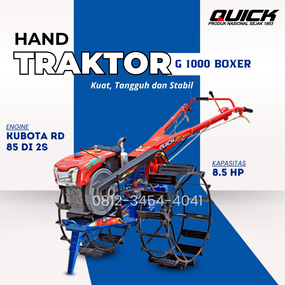 Traktor Quick G1000 Boxer Mesin Hand Traktor Bajak Solar Kubota | Lazada Indonesia