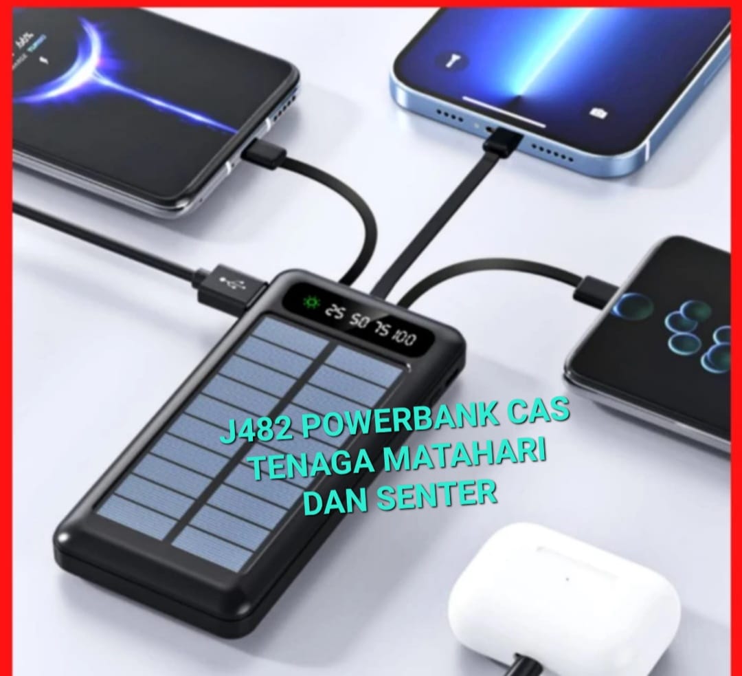 J482 ORI Powerbank Solar POWER BANK PANEL SURYA 10000 Mah Input USB ...