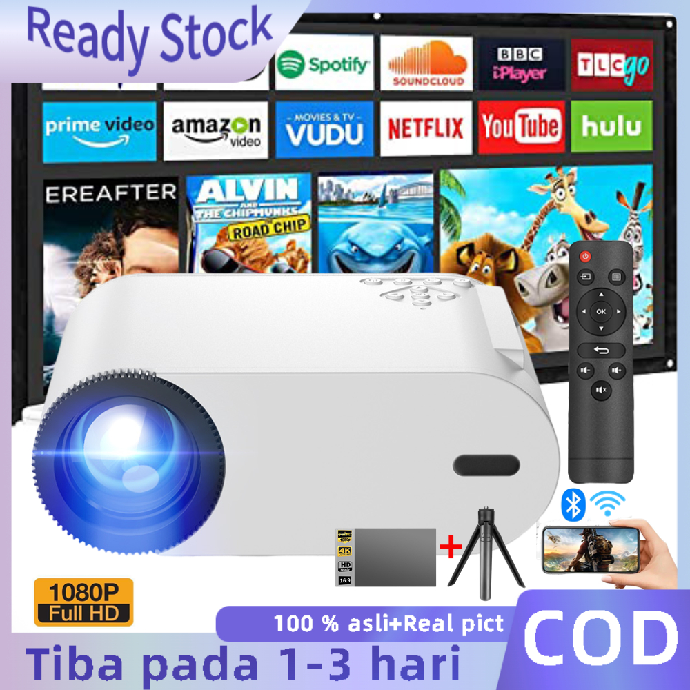 Proyektor mini Portabel projector 5000 Lumens proyektor hp ke dinding ...