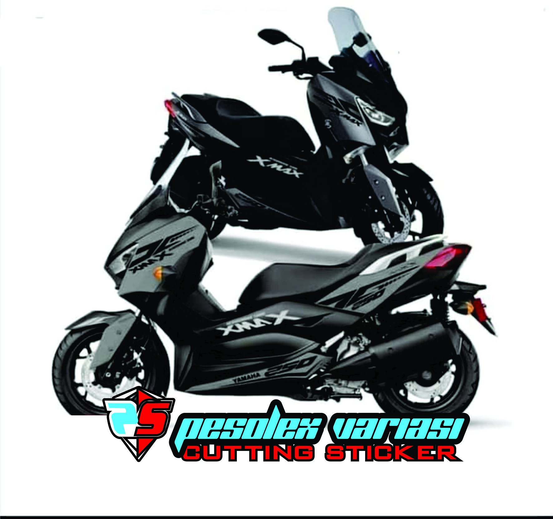 STRIPING CUTTING STICKER YAMAHA XMAX motor grey sticker black white ...