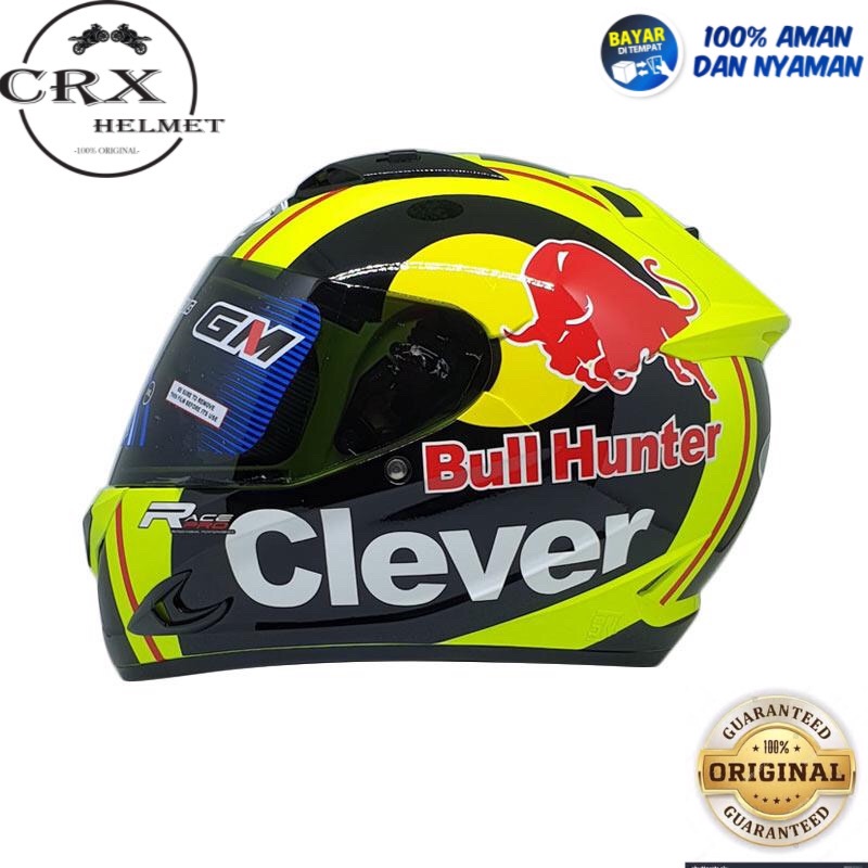 Helm GM Race Pro Clever Bull Dark Visor Helm Full Face Yellow Fluo ...