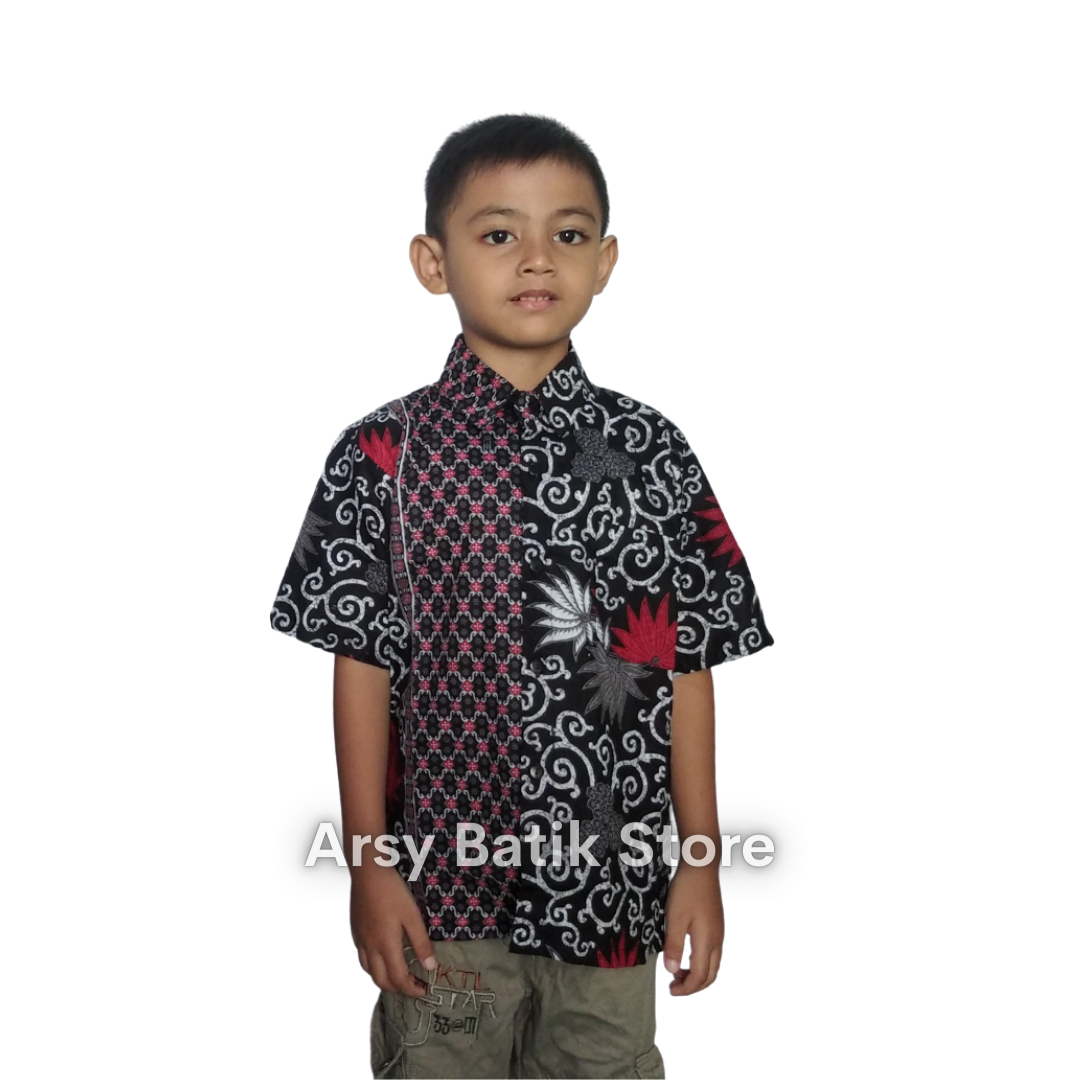 Baju Batik Anak Laki Laki Lengan Pendek Usia 3-14 Tahun Motif Surya ...