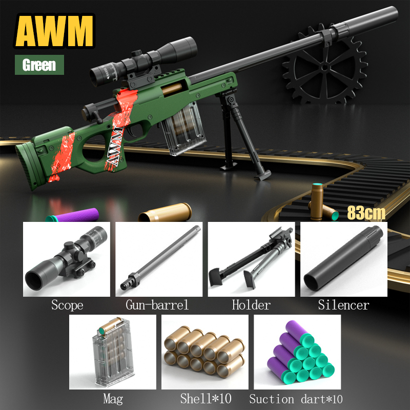 AWM 98K Barrett Soft Shell Ejecting Manual Shooting Mainan Pistol Untuk Anak Model Pistol ...
