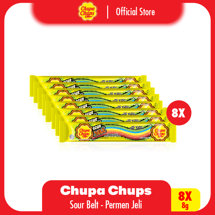 Chupa Chups Sour Belts Soft and Chewy 8g - Permen Jeli Rasa Aneka Buah (8pcs) | Lazada Indonesia