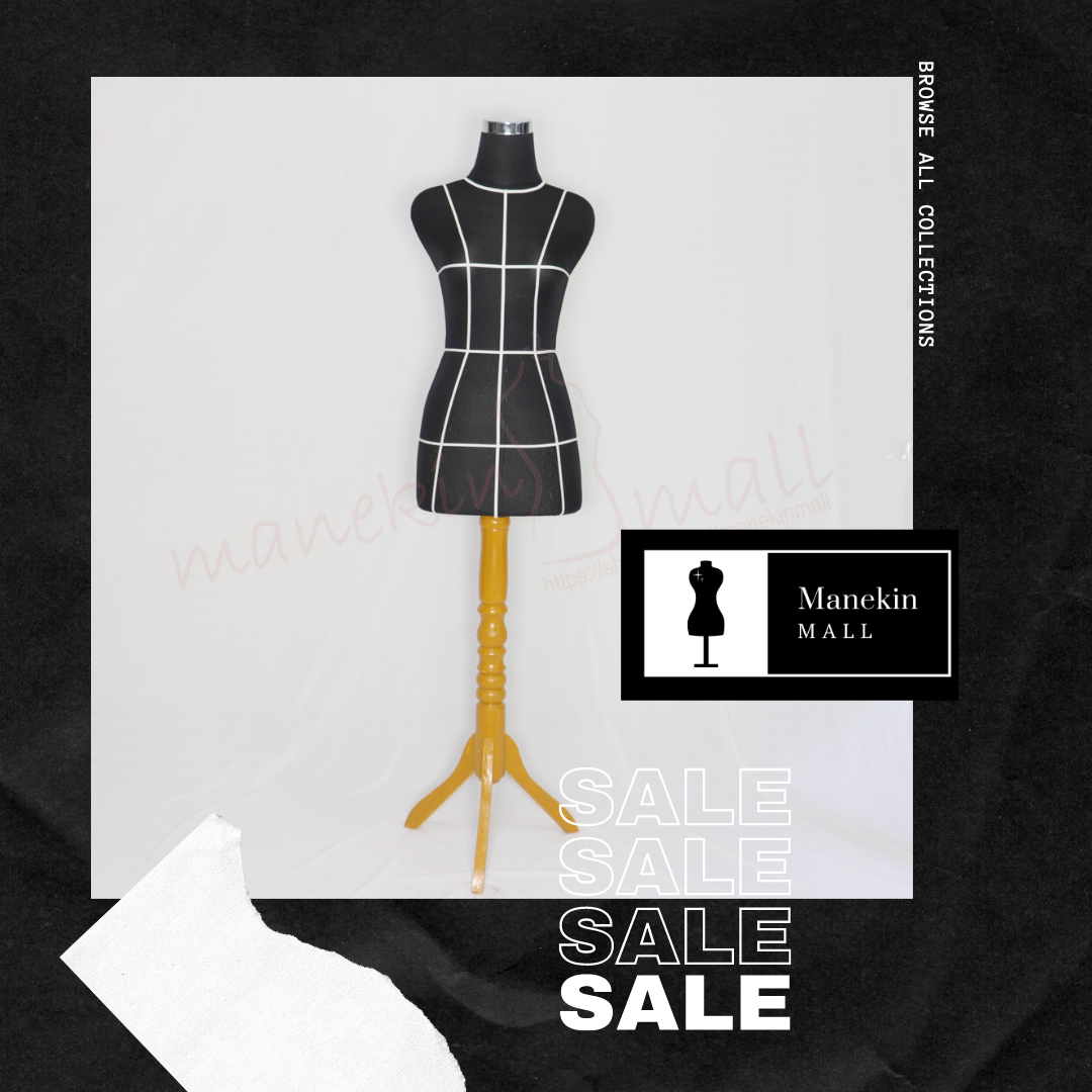 Manekin Wanita Pola Hitam Kaki Kayu Tutup Besi | Manekin Set | Manekin ...