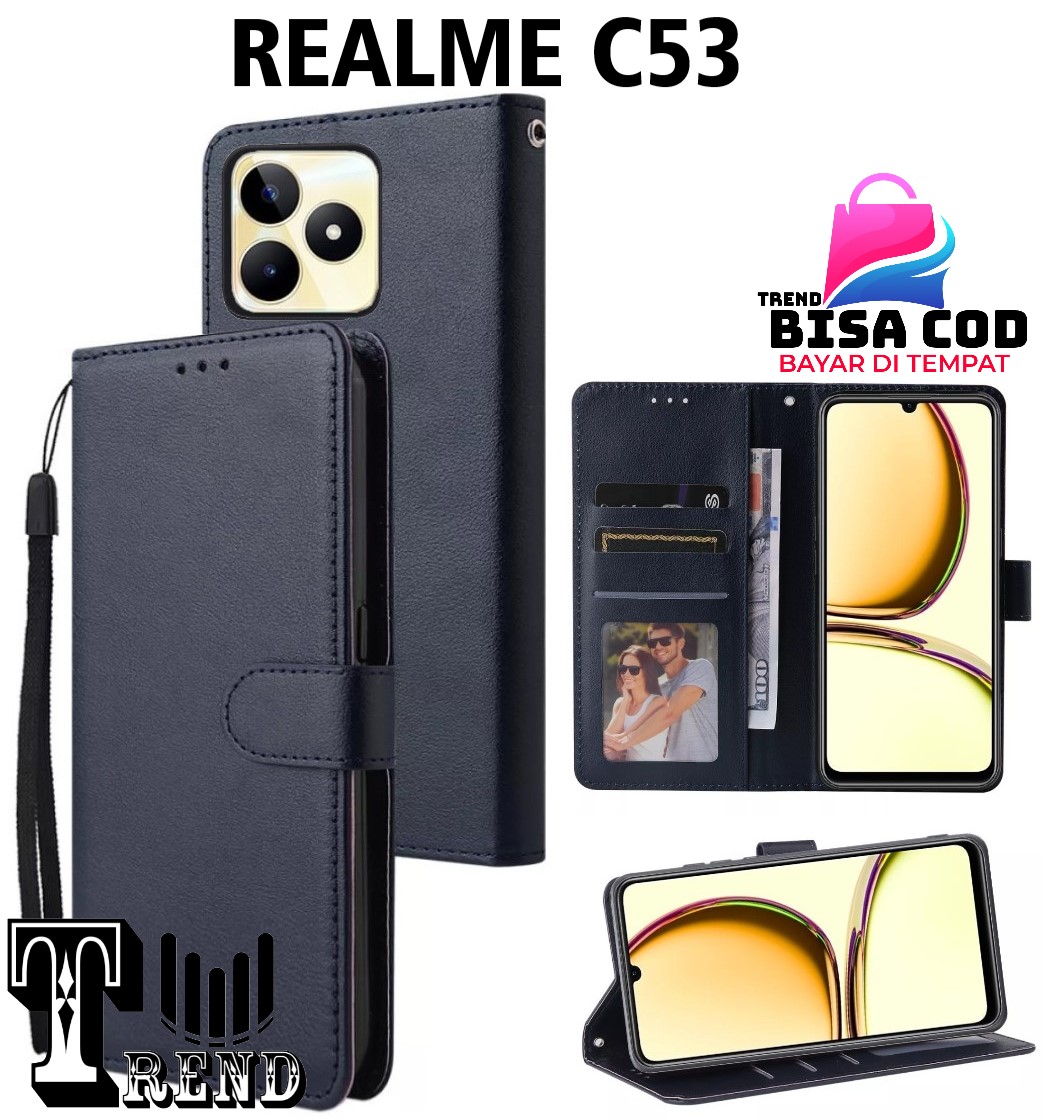 LEATHER CASE FLIP UNTUK REALME C53 - FLIP WALLET CASE KULIT REALME C53 ...