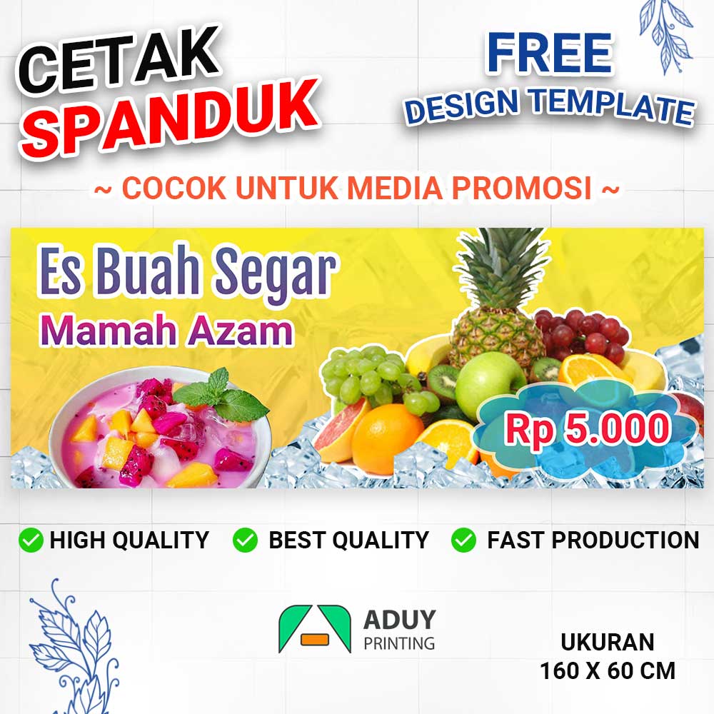Spanduk Banner Es Buah Segar Minuman Kekinian Ukuran 160x60 Bisa Kustom ...