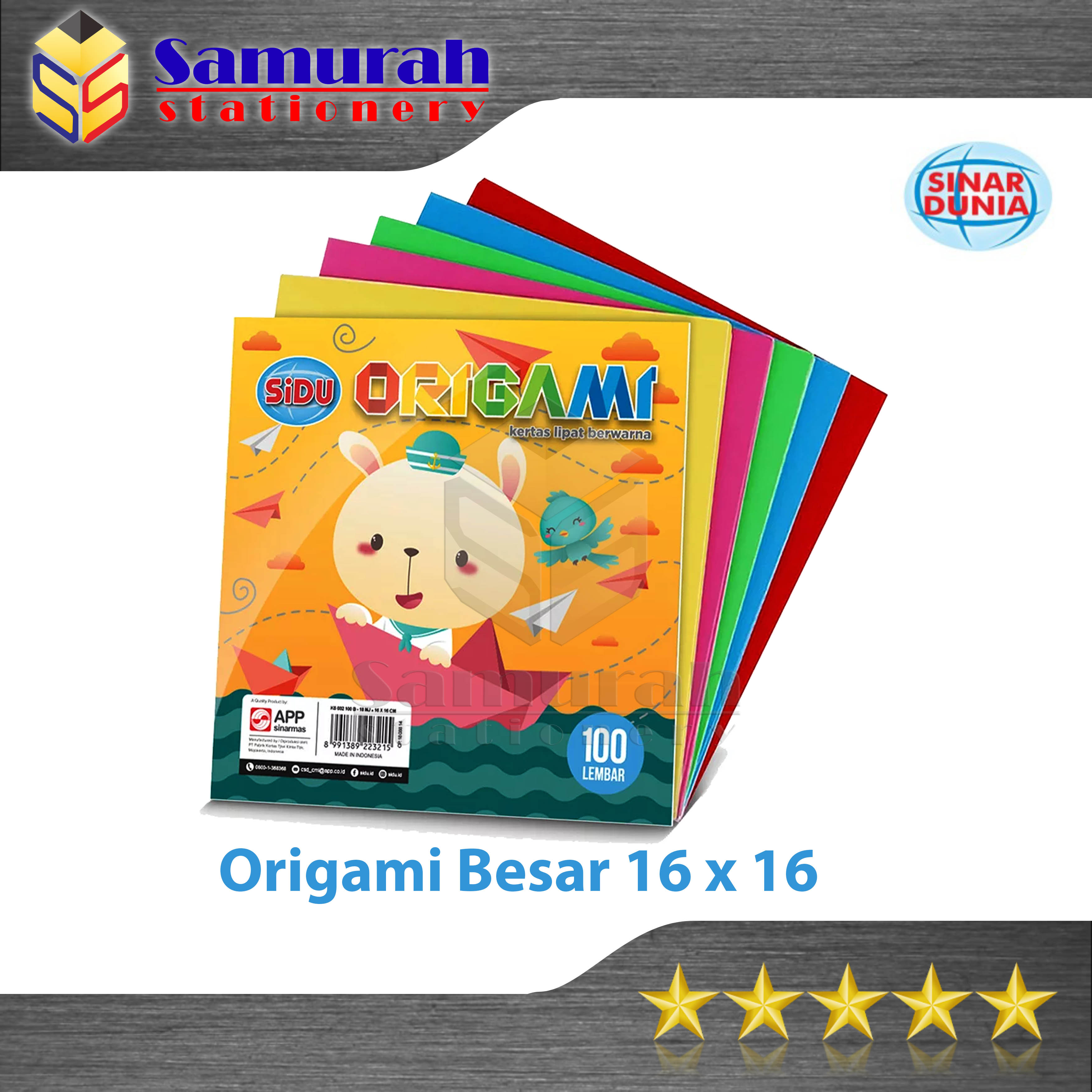 Kertas Origami Besar isi 100 Lembar Sidu / Kertas Lipat TK Besar 16x16 ...
