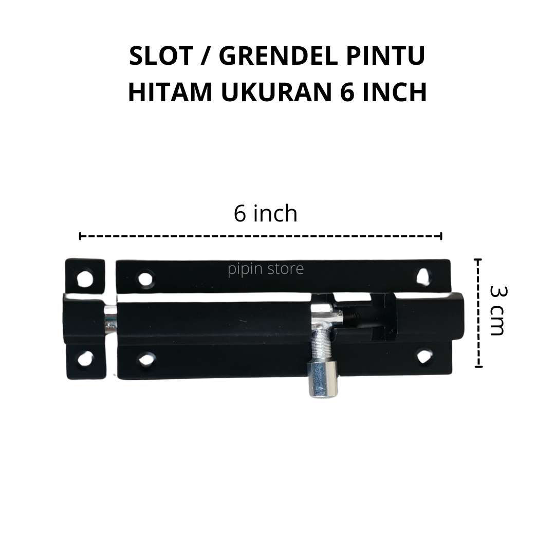 Grendel Slot Pintu Jendela Hitam 2 inch 4 in 6 inc 8 inch Kunci Selot ...