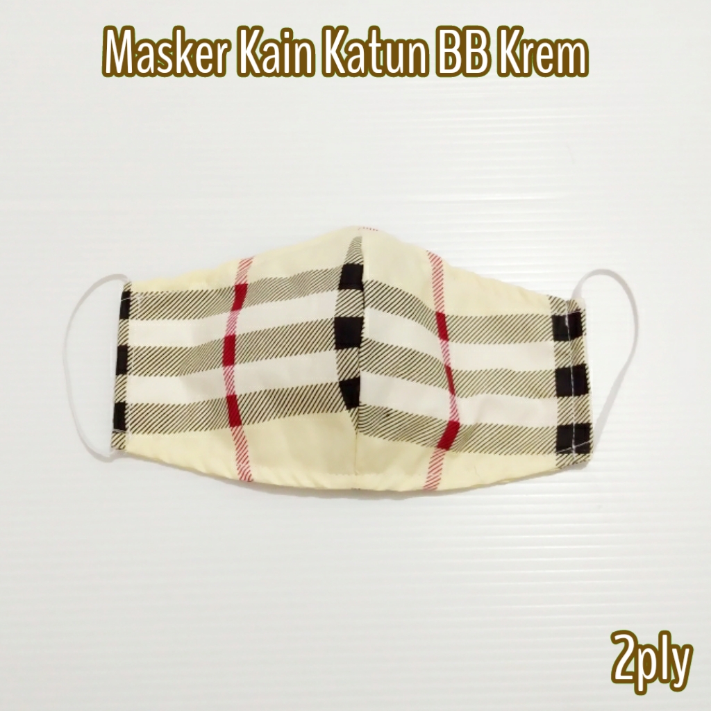 masker kain pelindung mulut dan hidung Motif Kotak - Kotak Krem ...